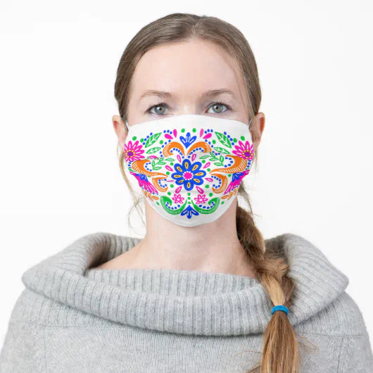 Fiesta Mexican sugar skull floral pattern party Adult Cloth Face Mask ...