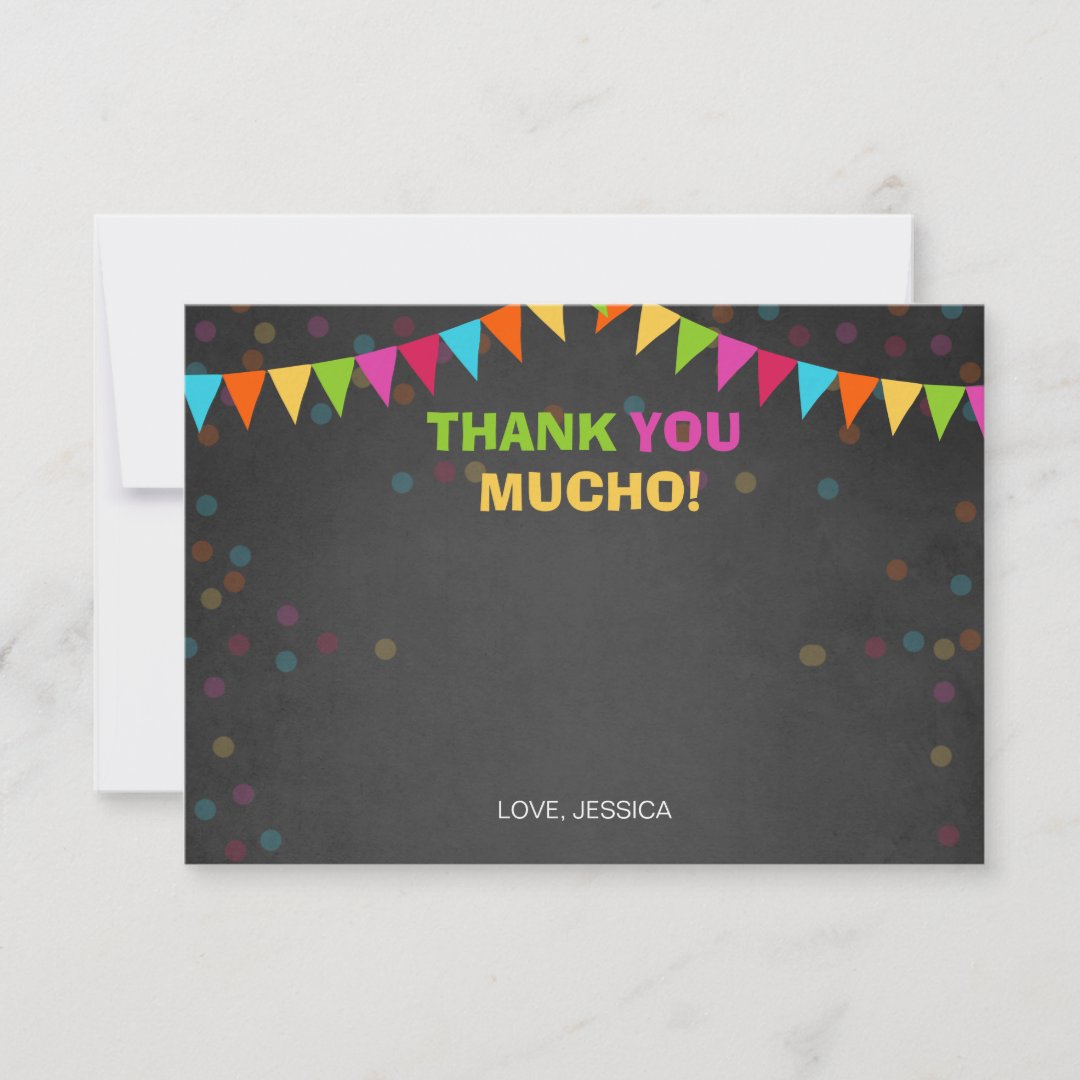 Fiesta Mexican Thank You Card Birthday Party | Zazzle