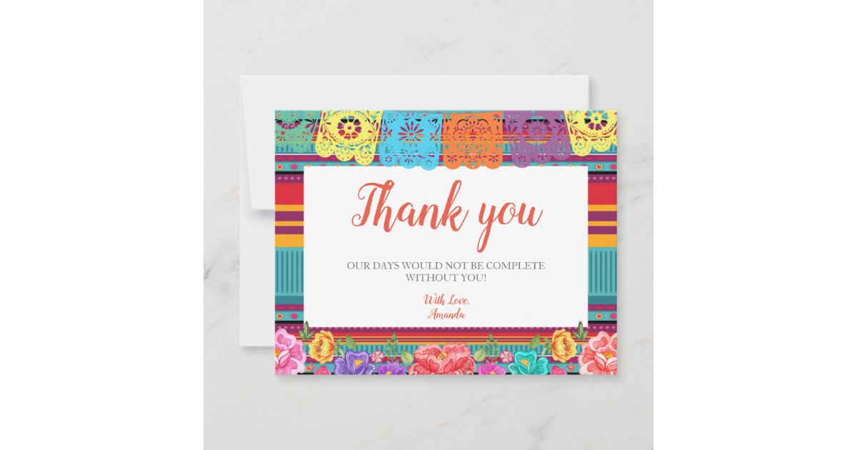 Fiesta Mexican Thank You Card Bridal Shower | Zazzle.com
