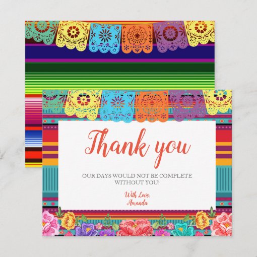 Fiesta Mexican Thank You Card Bridal Shower | Zazzle