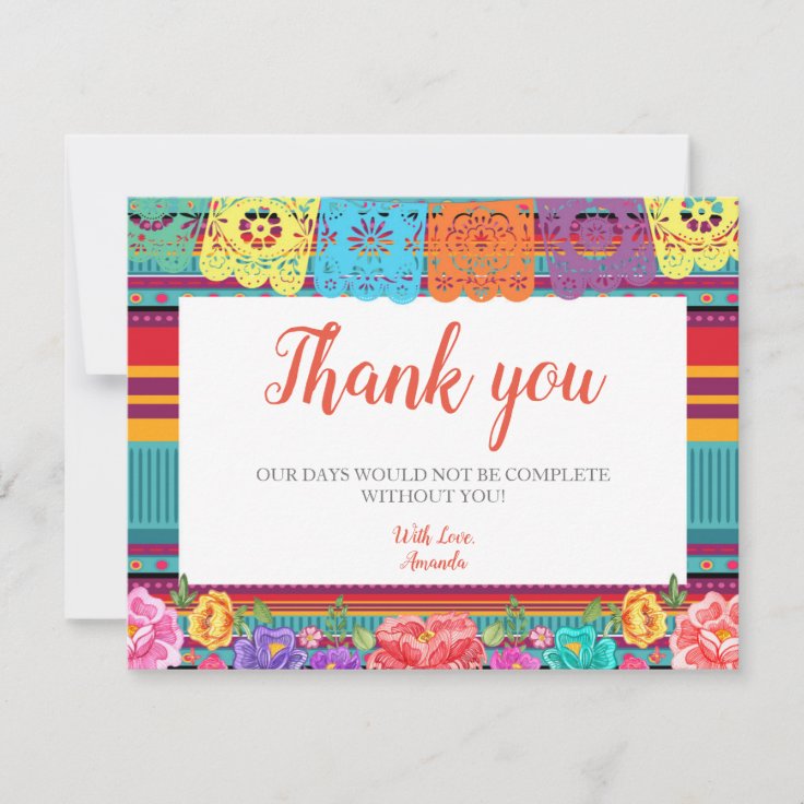 Fiesta Mexican Thank You Card Bridal Shower | Zazzle