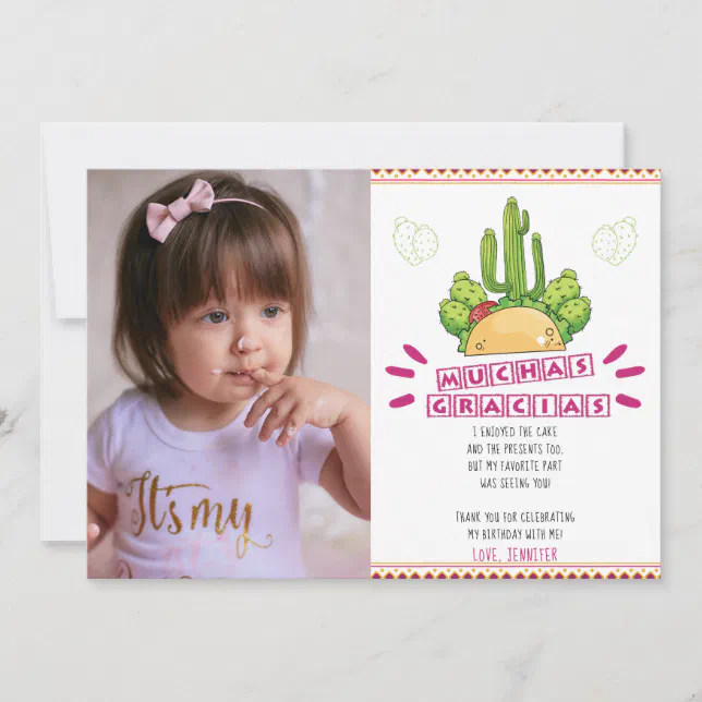 Fiesta Muchas Gracias Mexican Birthday Thank You Card | Zazzle