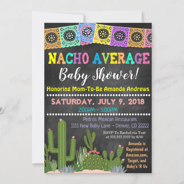 Fiesta Nacho Average Baby Shower Invitation | Zazzle
