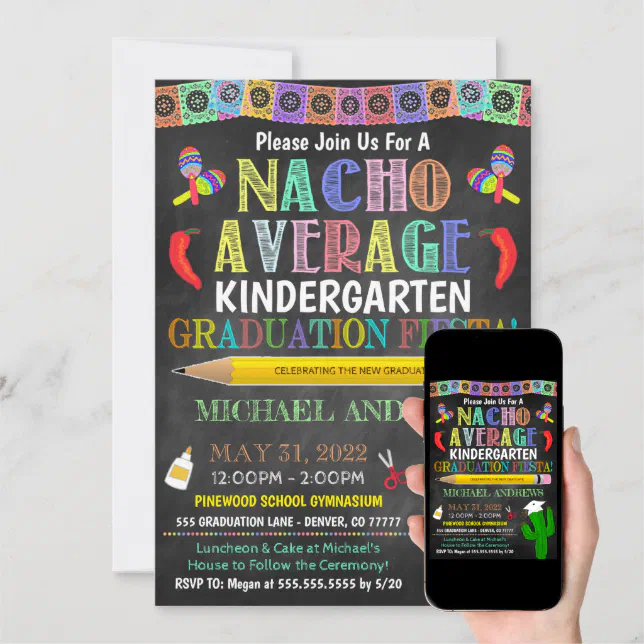 Fiesta Nacho Average Graduation Inviteq Invitation | Zazzle