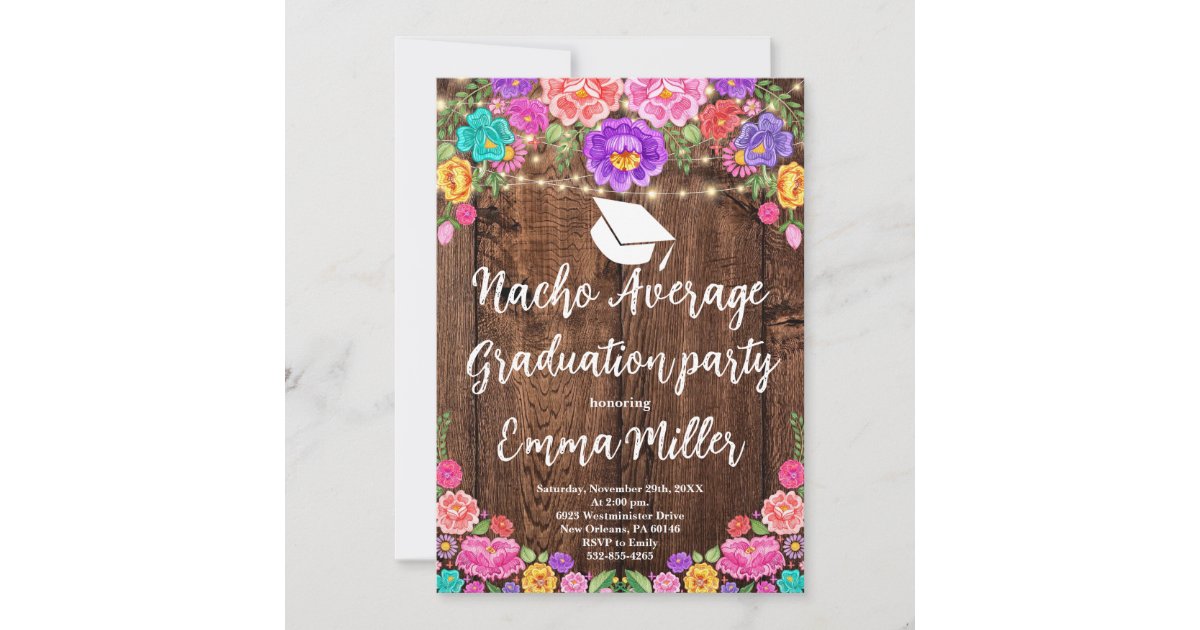 Fiesta Nacho Average Graduation Party Invitation | Zazzle