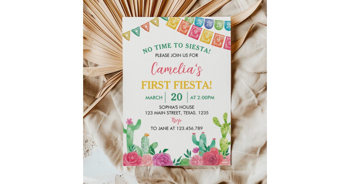 Fiesta No Time To Siesta 1st Birthday Invitation | Zazzle