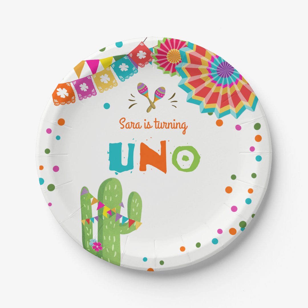 Fiesta Paper Plates Cactus Mexican Succulent Uno | Zazzle