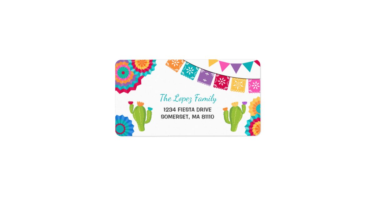 Fiesta Party Address Labels Mexican Fiesta Party | Zazzle