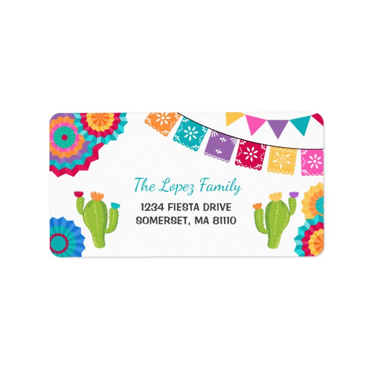 Fiesta Party Address Labels Mexican Fiesta Party | Zazzle