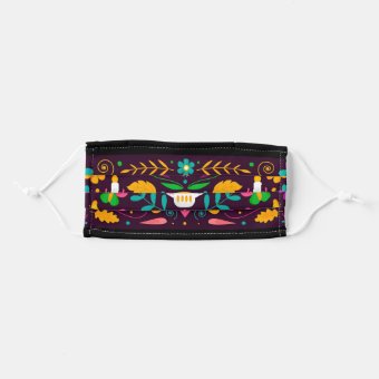 Fiesta party Mexican sugar skull floral pattern Adult Cloth Face Mask ...