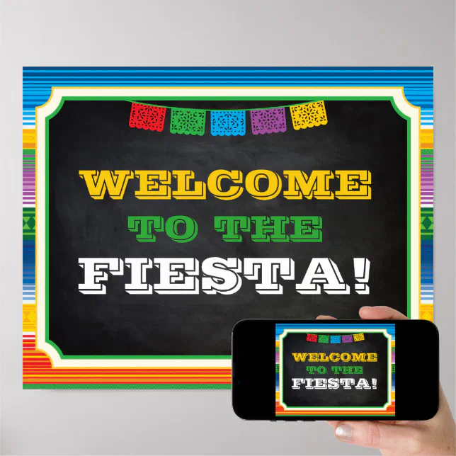 Fiesta Party Sign, Welcome Sign, Mexican Party Poster | Zazzle