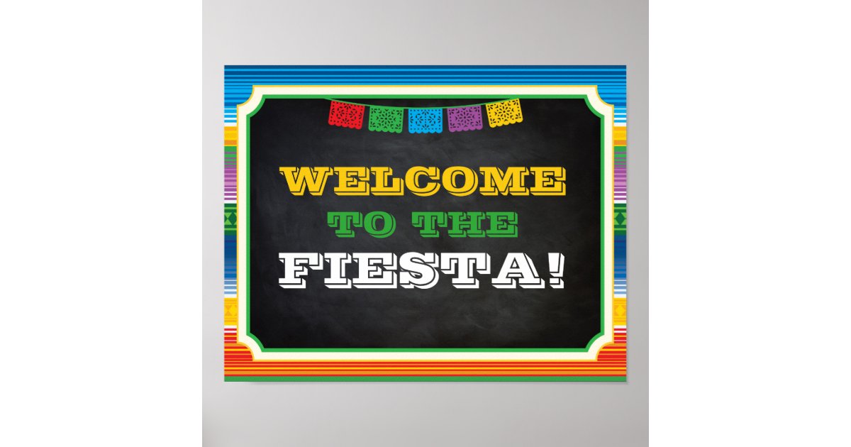 Fiesta Party Sign, Welcome Sign, Mexican Party Poster | Zazzle