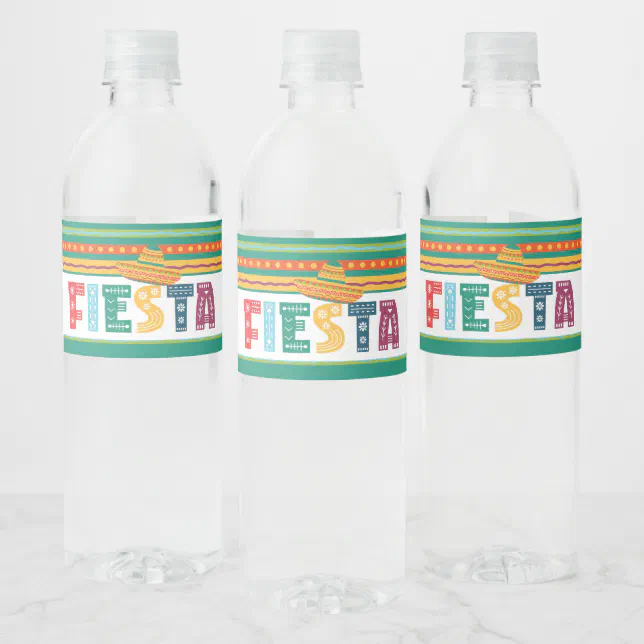 Fiesta Party Water Bottle Label | Zazzle