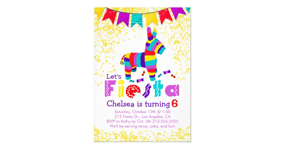 Fiesta Piñata Birthday Party Colorful Invitation | Zazzle.com