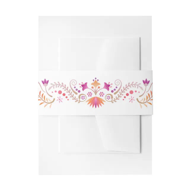 Fiesta Pink Birthday Shower Wedding Invitation Belly Band | Zazzle