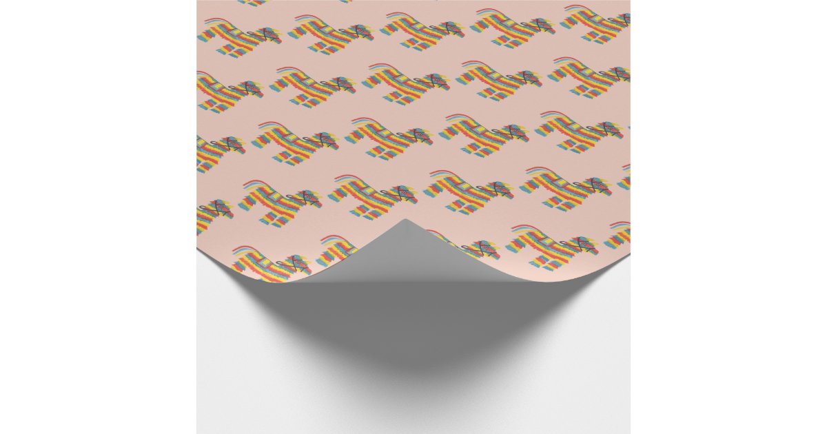 ¡FIESTA! Precious piñata pattern on pale pink Wrapping Paper | Zazzle