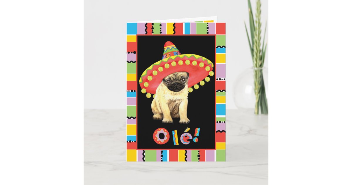 Fiesta Pug Card | Zazzle