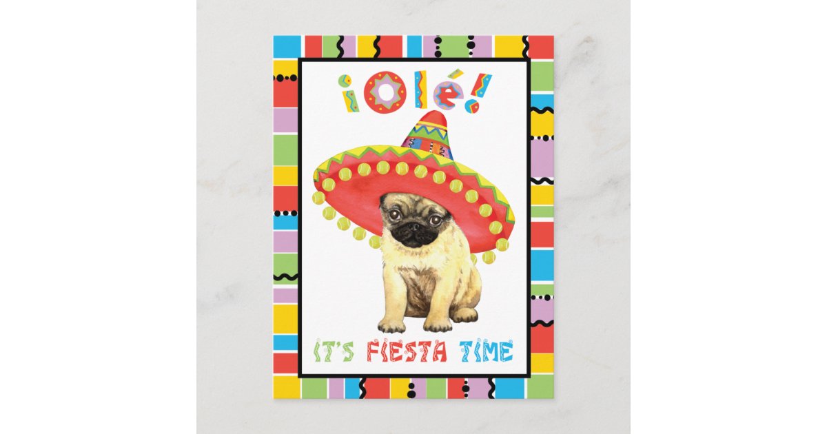 Fiesta Pug Invitation | Zazzle