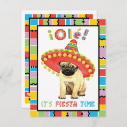 Fiesta Pug Invitation | Zazzle