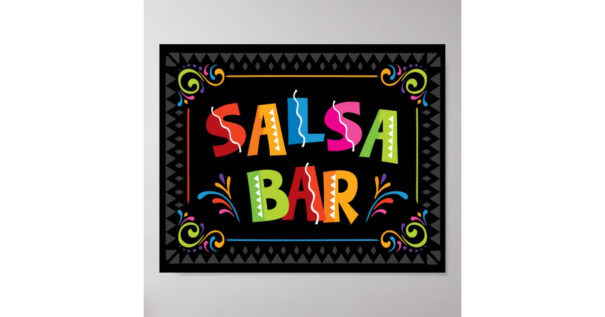 Fiesta SALSA BAR Party Sign Print | Zazzle