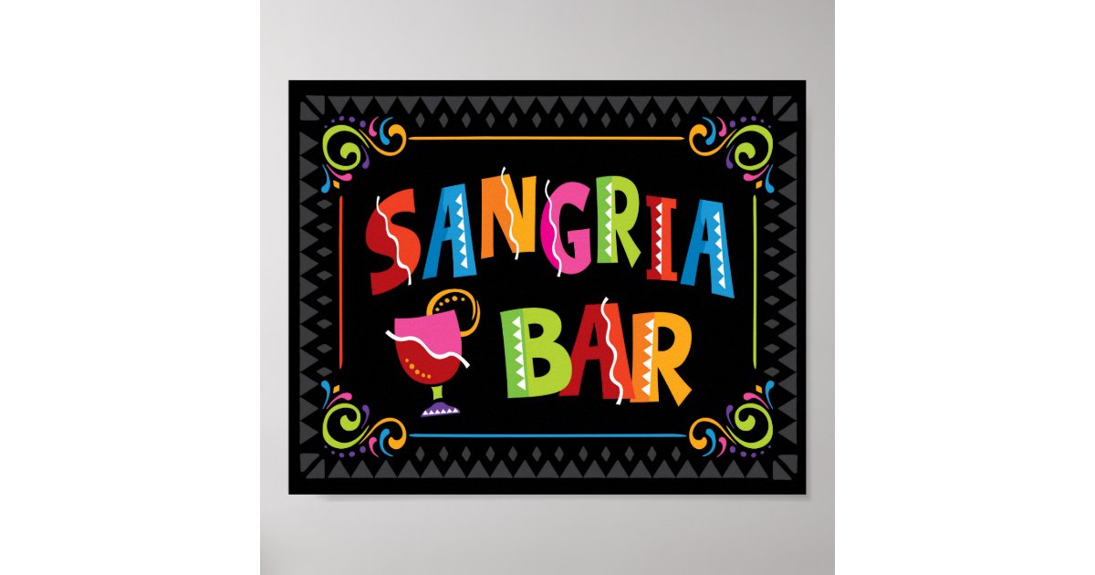 Fiesta SANGRIA BAR Party Sign Print | Zazzle