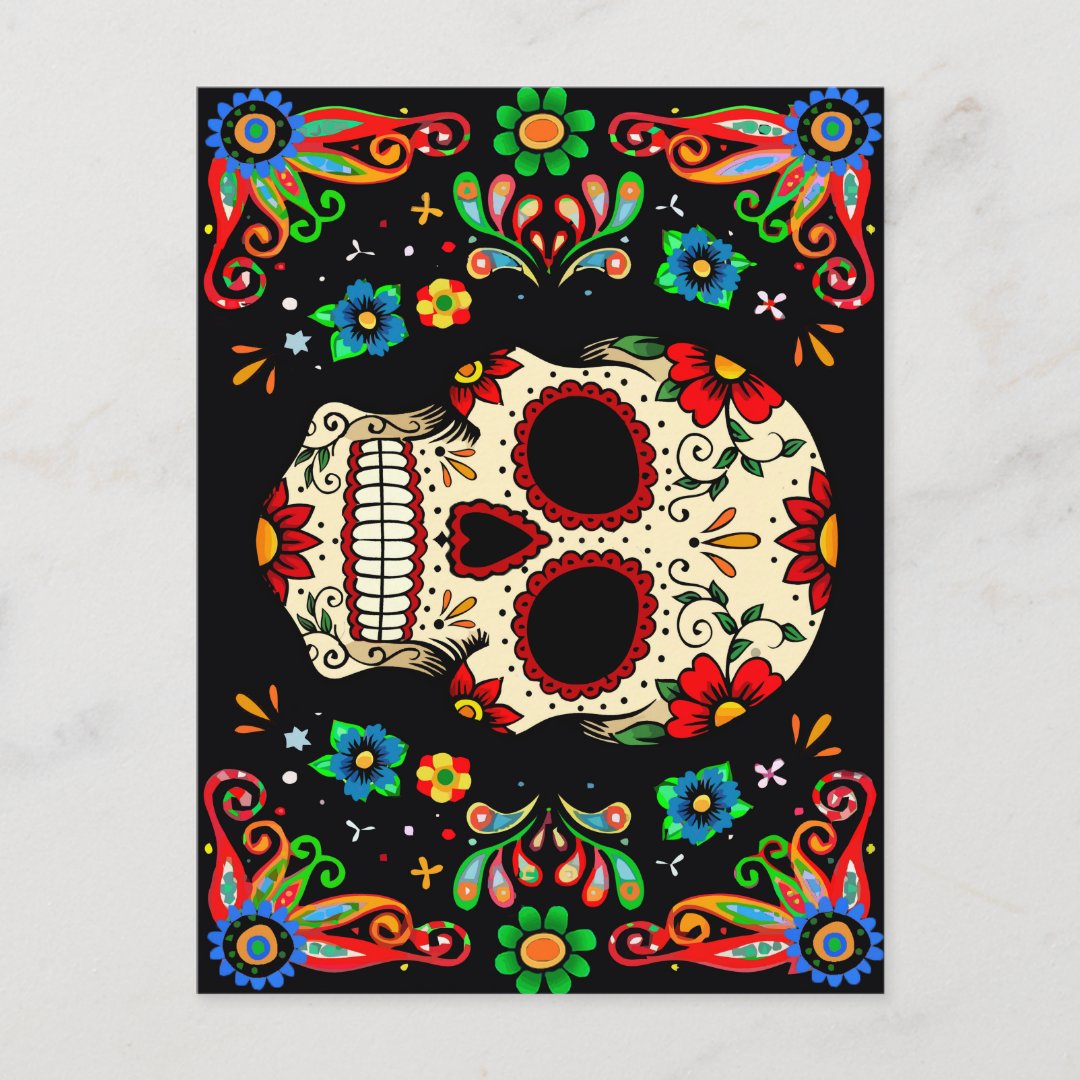 Fiesta Skull Postcard | Zazzle