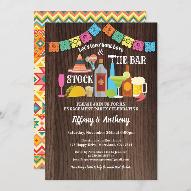 Fiesta stock the bar invitation couples shower | Zazzle