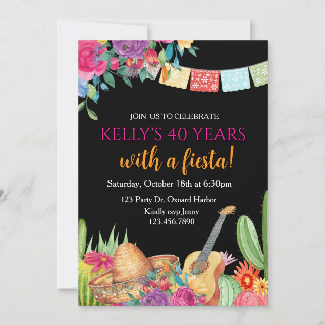 Fiesta, Surprise Birthday, Mexican Fiesta, Any Age Invitation | Zazzle