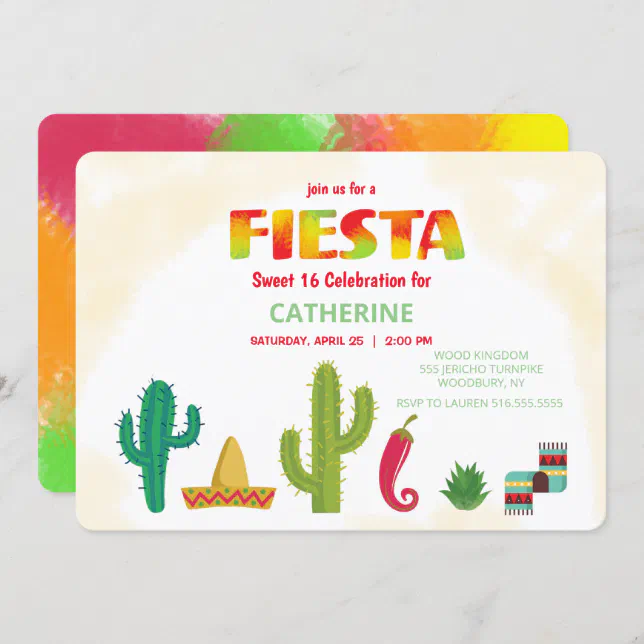 Fiesta Sweet 16 Celebration Invitation | Zazzle