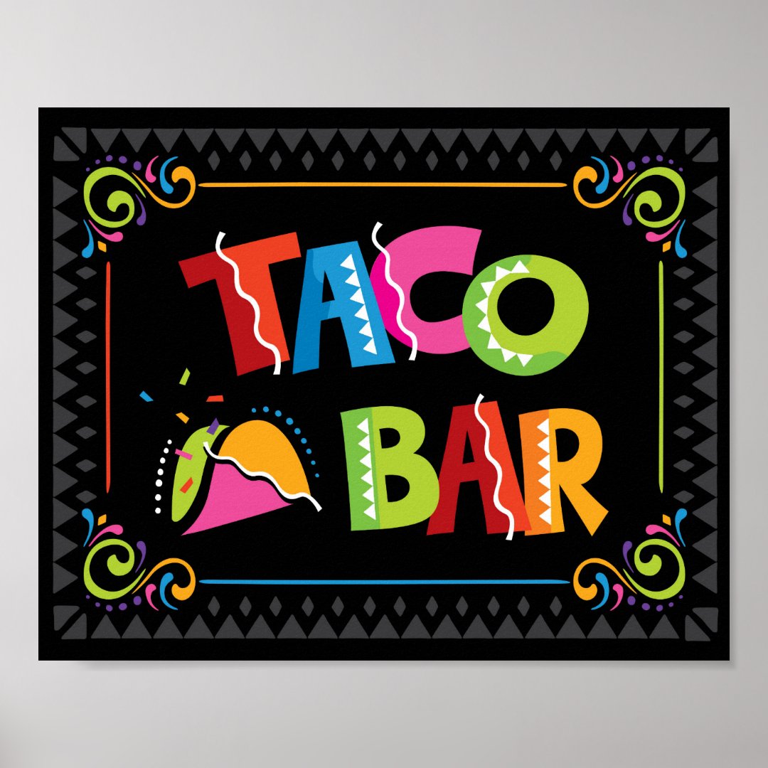 Fiesta TACO BAR Party Sign Print | Zazzle