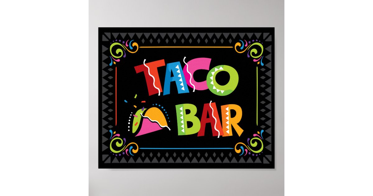 Fiesta TACO BAR Party Sign Print | Zazzle