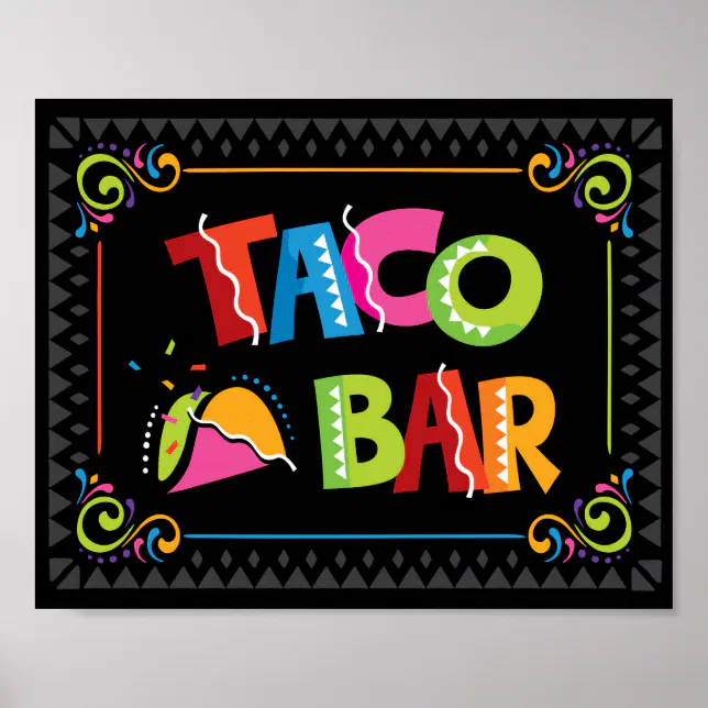 Fiesta TACO BAR Party Sign Print | Zazzle