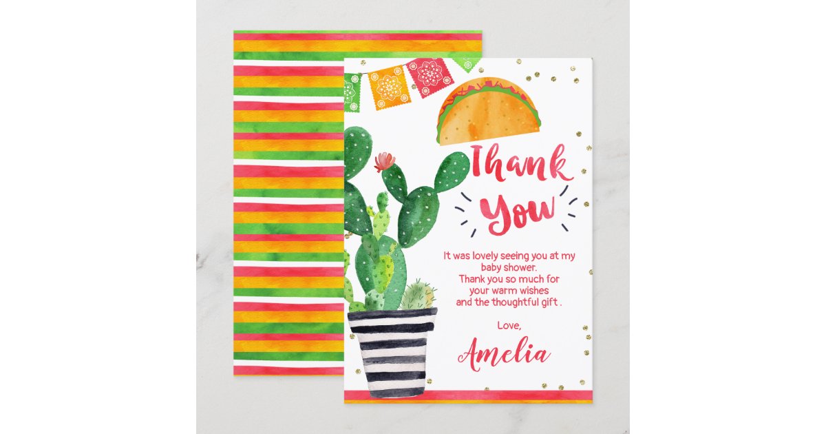 Fiesta Taco 'Bout A Baby Baby Thank You Card | Zazzle