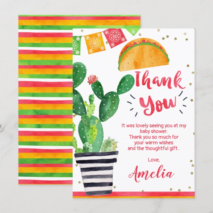 Fiesta Taco 'Bout A Baby Baby Thank You Card | Zazzle.com