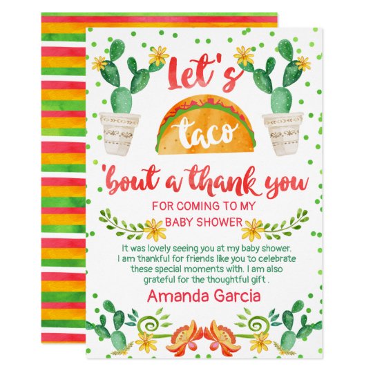 Fiesta Taco Bout A Baby Thank You Card | Zazzle.com