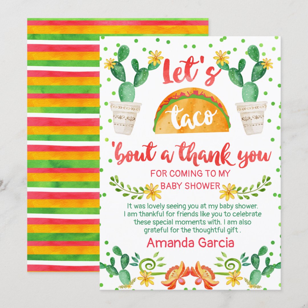 Fiesta Taco Bout A Baby Thank You Card | Zazzle