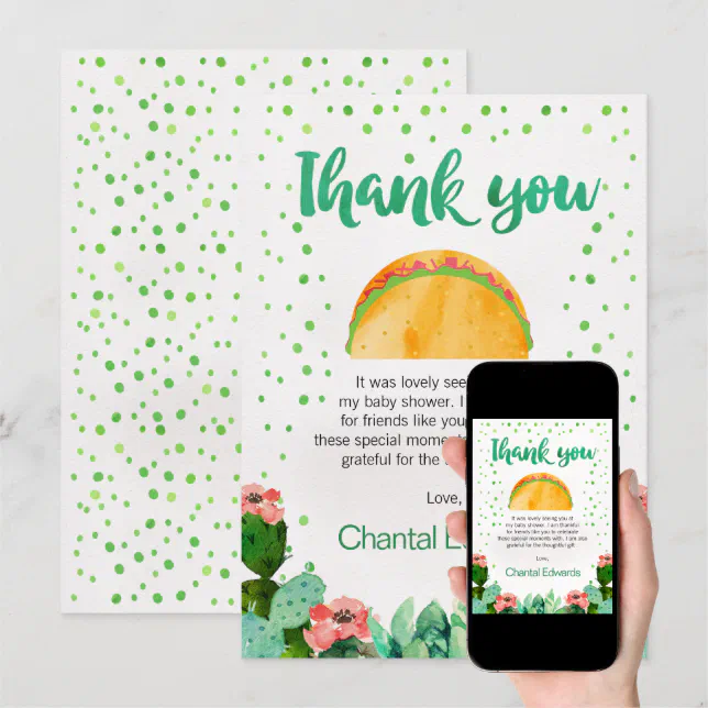 Fiesta Taco 'Bout A Baby Thank you card | Zazzle
