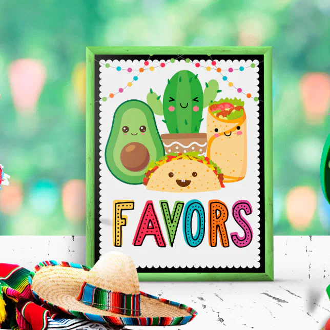 Fiesta Taco Favor Sign Poster | Zazzle
