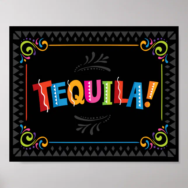 Fiesta TEQUILA! Party Sign Print | Zazzle