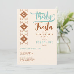 Fiesta Terracotta Desert Print 30th Birthday Party Invitation | Zazzle
