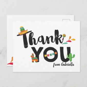 Fiesta Thank You Postcard | Zazzle