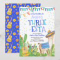 Fiesta Three Esta Boy Blue 3rd Birthday Invitation | Zazzle