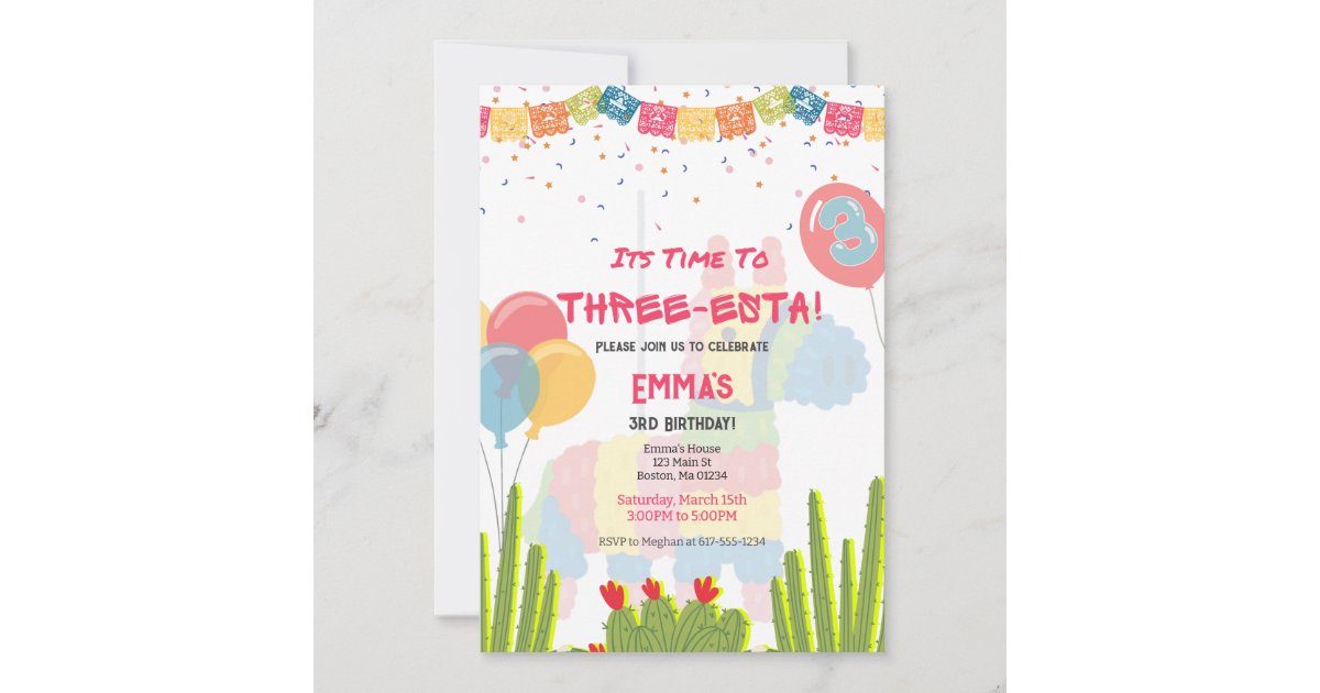 Fiesta Three-Esta Girl Birthday Invitation | Zazzle
