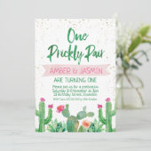 Fiesta Twins One Prickly Pair Birthday Invitation | Zazzle