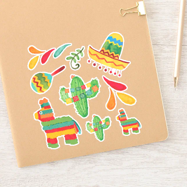 Fiesta Watercolor Stickers | Zazzle
