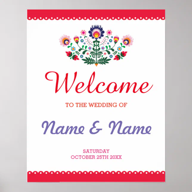 Fiesta Welcome Poster Wedding Mexican Poster | Zazzle