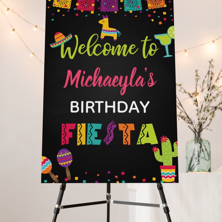 Fiesta Welcome Sign - Blk | Zazzle
