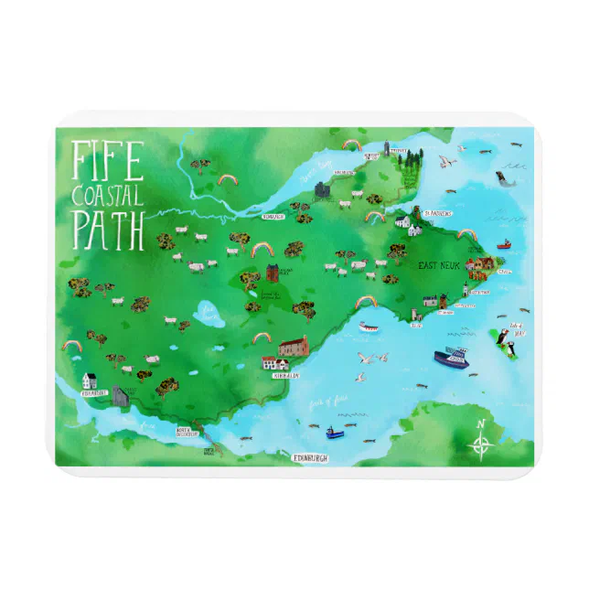 Fife Coastal Path Scotland Illustrated Map Magnet | Zazzle