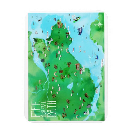 Fife Coastal Path Scotland Illustrated Map Magnet | Zazzle