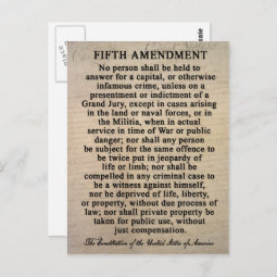 Fifth Amendment Postcards | Zazzle